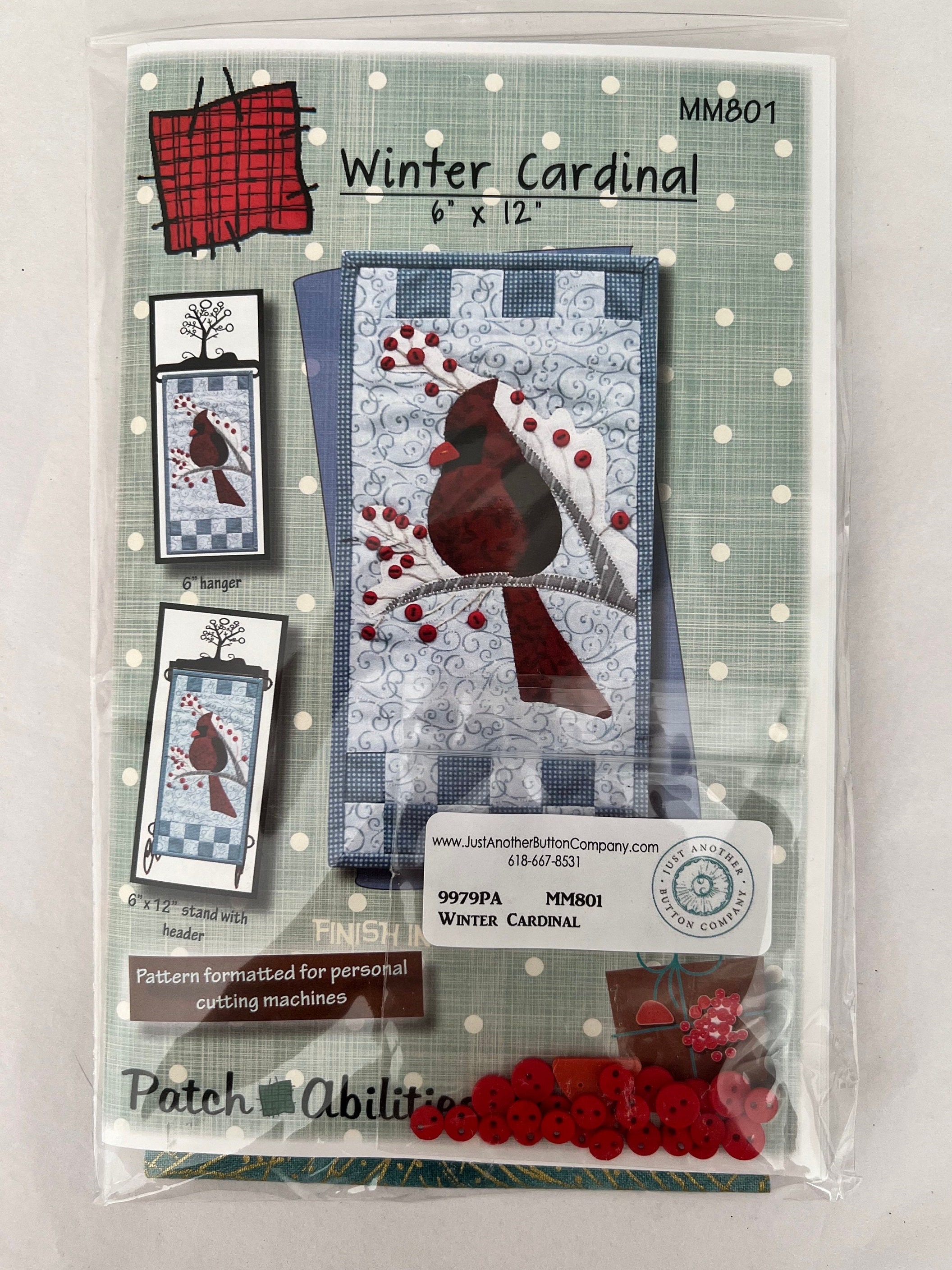 Winter Cardinal Quilt Kit, Applique Sewing Project, Cardinal Quilt Kit ...