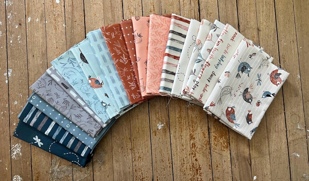 Chirp Fat Quarter Bundle Elena Amo Fat Quarter Bundle, Blue, Rust and ...