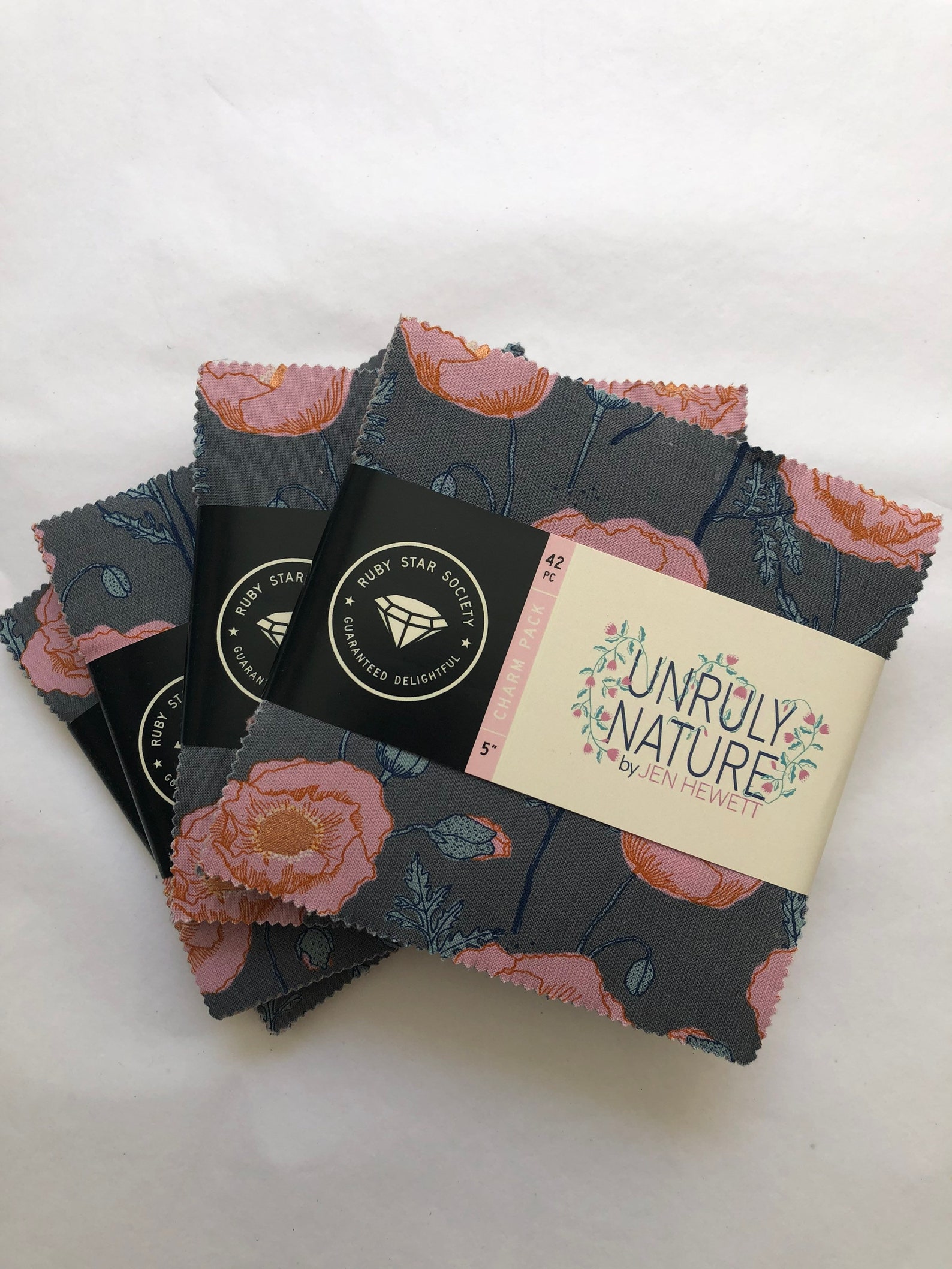 Unruly Nature Charm Pack, 5 Fabric Squares, Jen Hewett, Designs ...