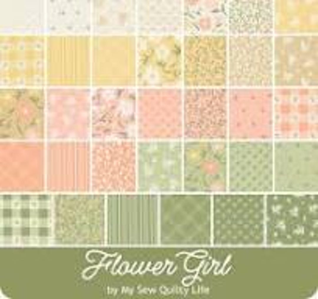 Flower Girl MINI Charm Pack by My Sew Quilty Life, Pink, Green, Yelllow ...