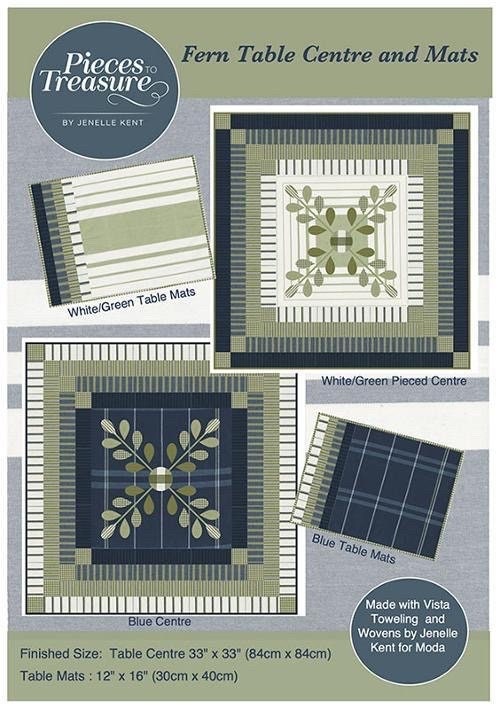Fern Table Centre Quilt Kit Blue & Green Table Topper Kit - Etsy