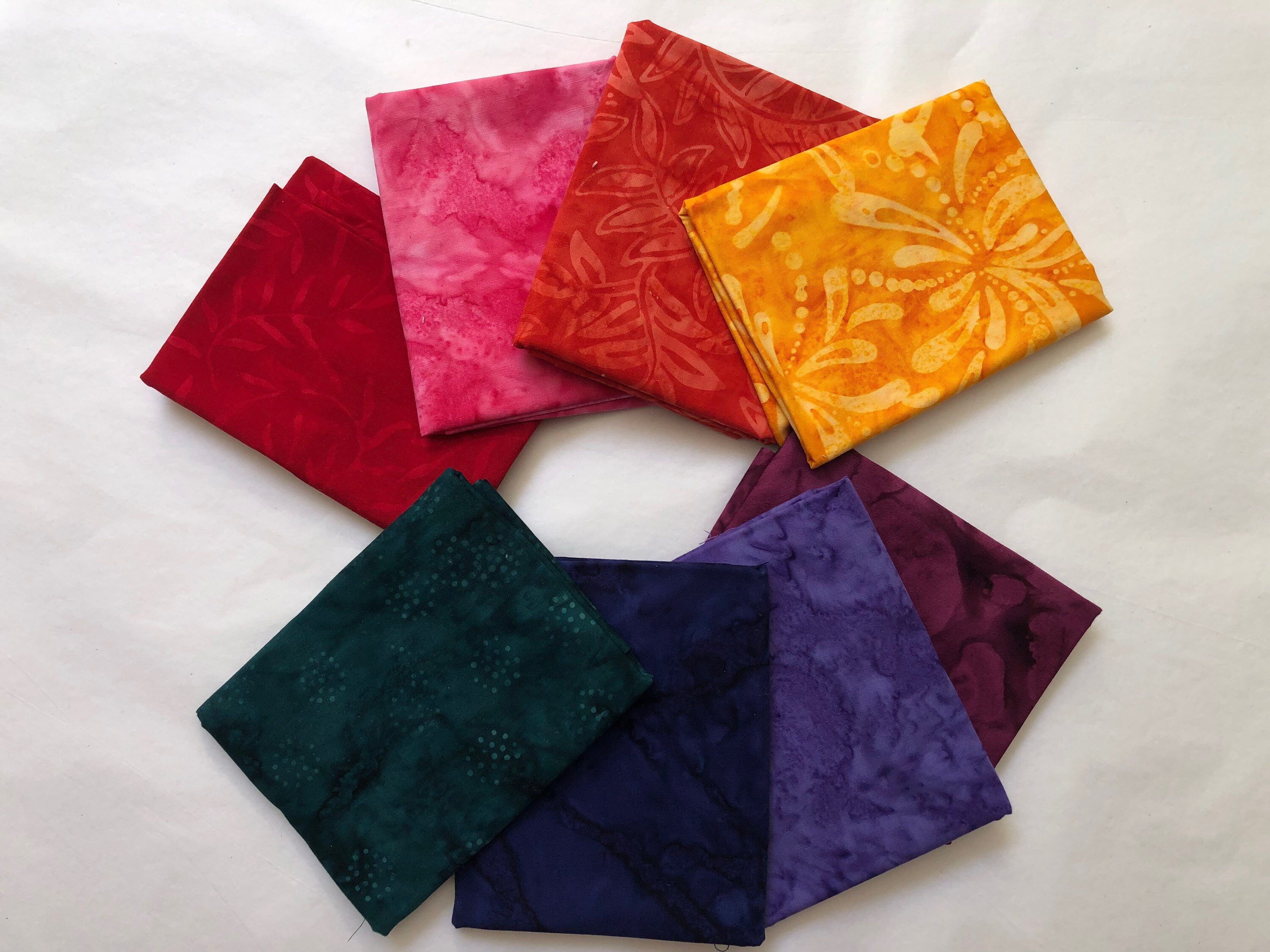 Batik Fat Quarter Bundle, Rainbow Batik Bundle, 8 Fat Quarters, 2 Yards Total, Quilt Shop ...