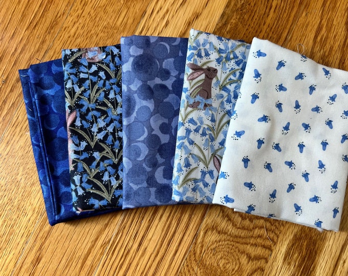 Blue Fat Quarter Bundle, Blue Bell Fat Quarter Bundle, Prints, 5 Fat ...