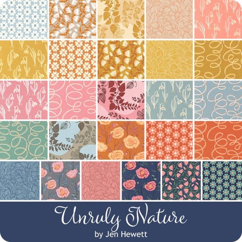 Unruly Nature Charm Pack, 5 Fabric Squares, Jen Hewett, Designs ...