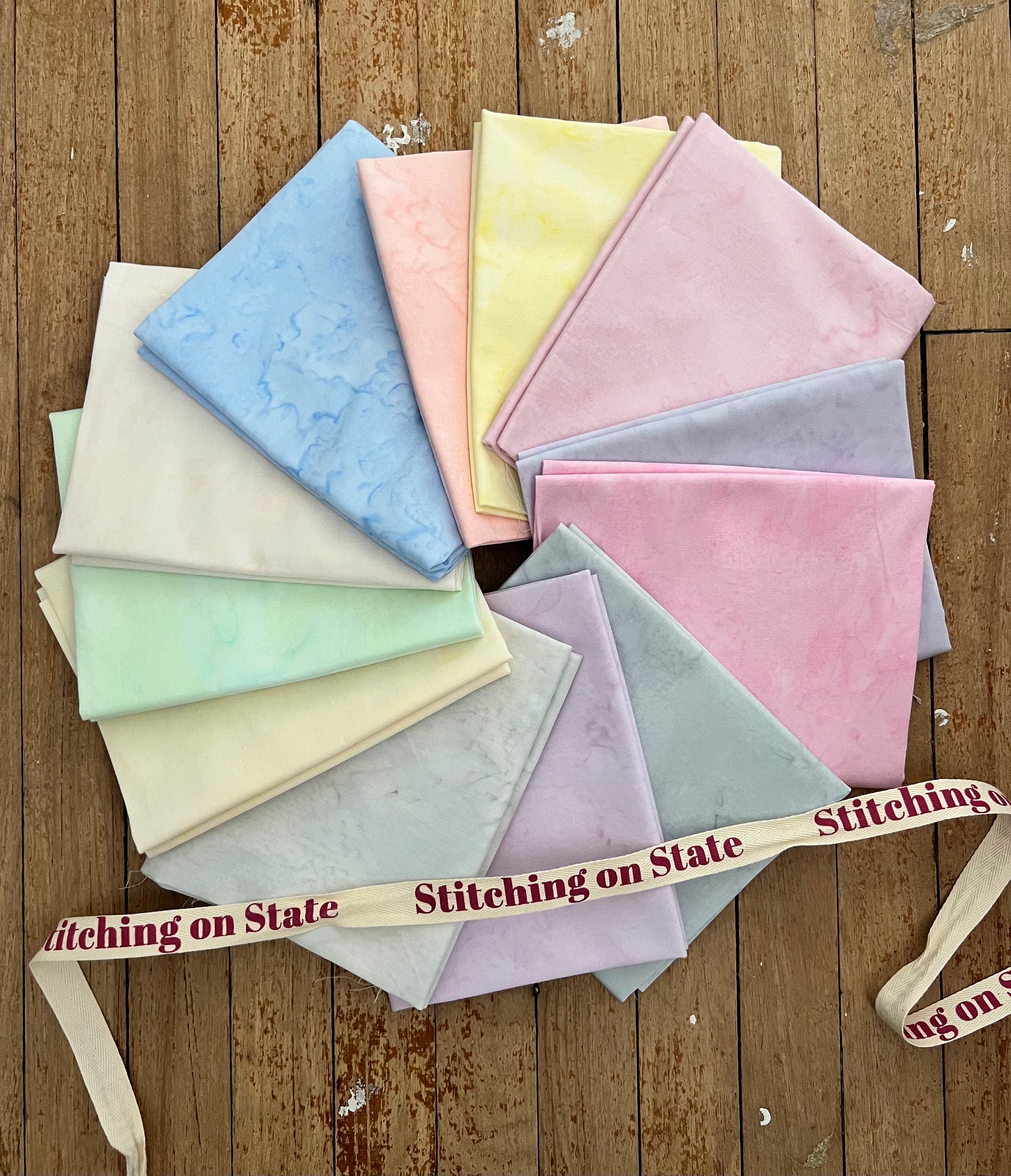 Batik Fat Quarter Bundle, Soft Pastel Batik Fabric, 12 Fat Quarters, 3 ...