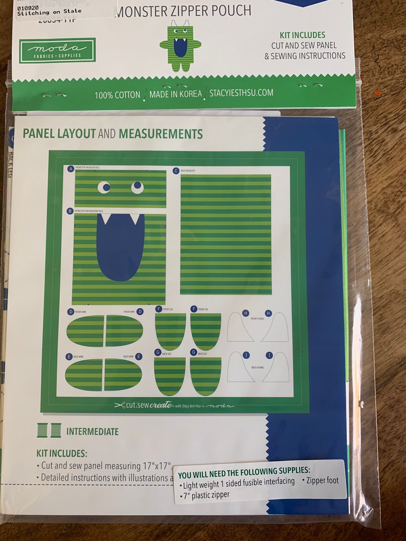 Sewing Project for Kids Monster Zipper Pouch Sewing Kit Cut - Etsy