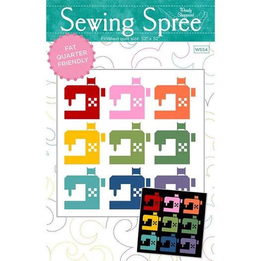 Sewing Spree Quilt Kit, Sewing Machine Pattern, Moda Fabric (52x52") - Etsy