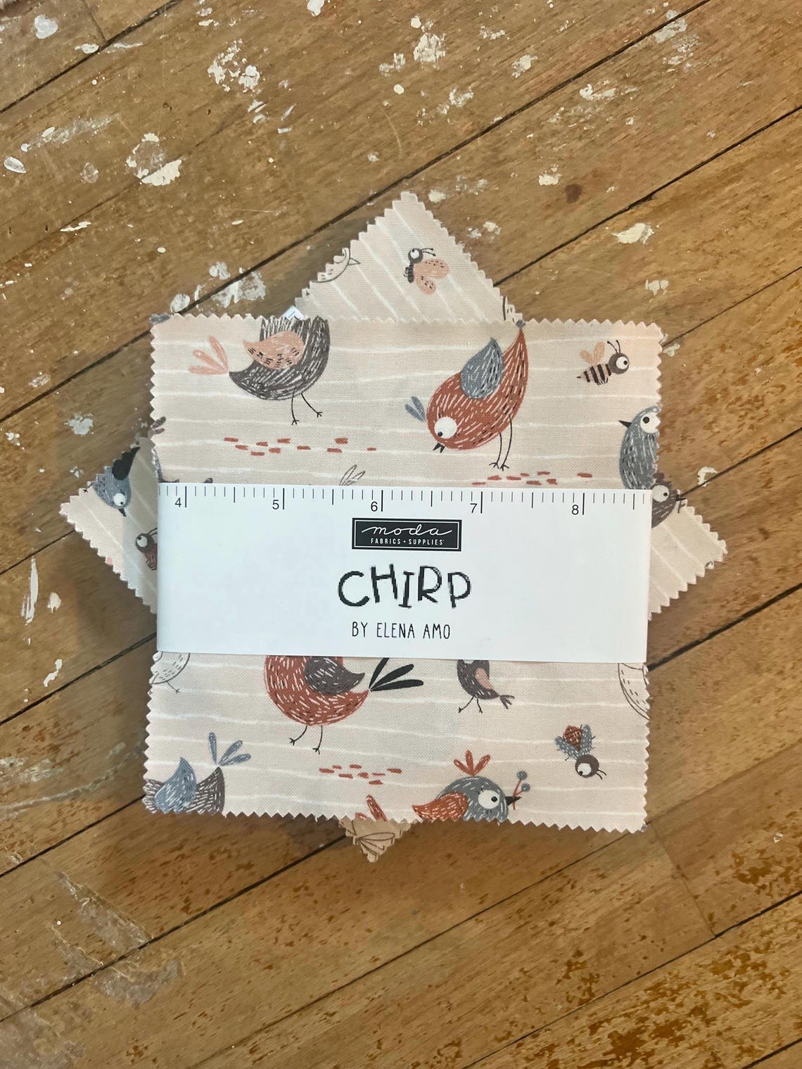 Chirp Charm Pack- Elena Amo for Moda Fabric - Modern Quilt Fabric, Bird ...