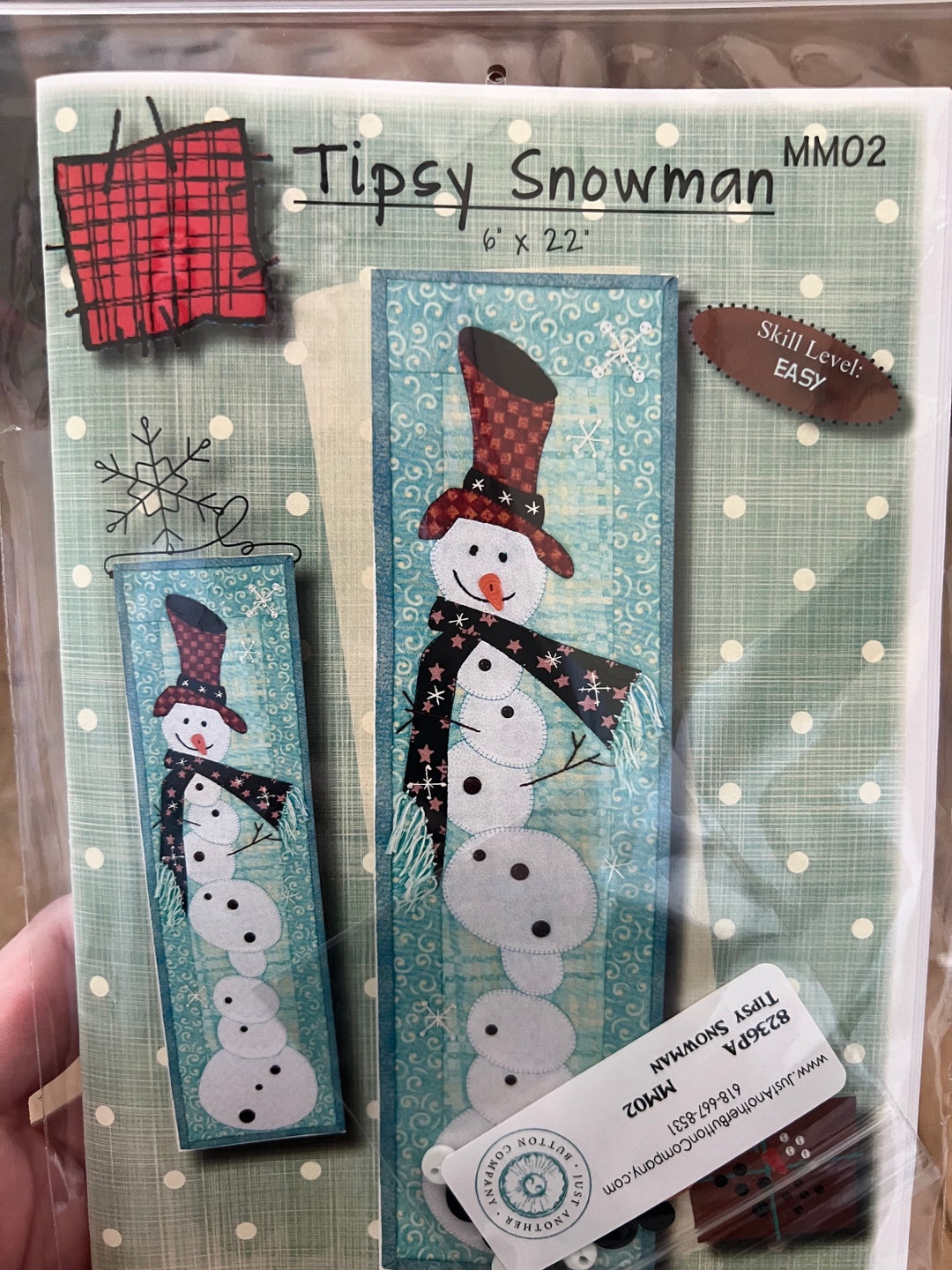 Tipsy Snowman Mini Quilt PATTERN With Buttons: Beginner Friendly (6 X ...
