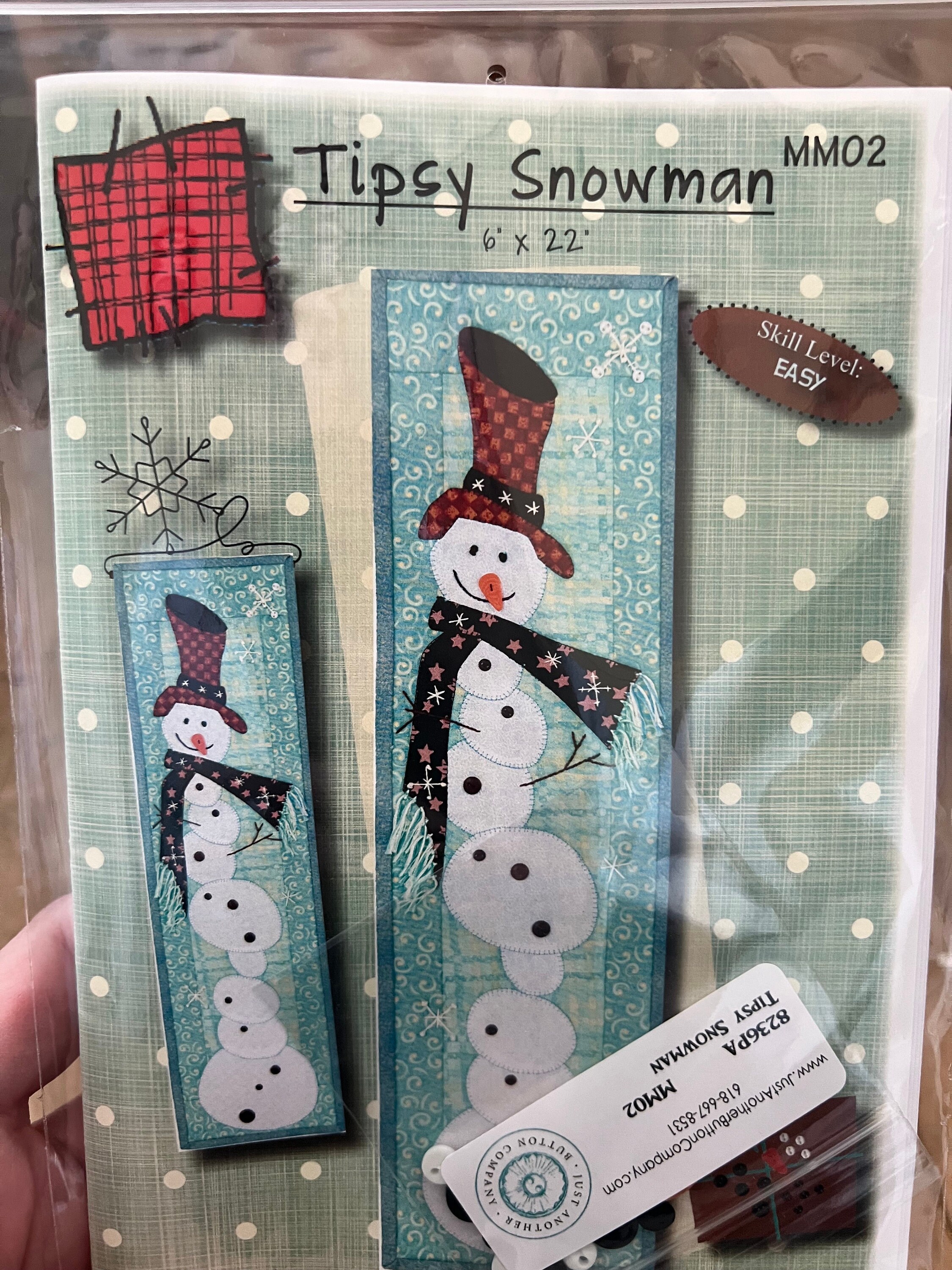 Tipsy Snowman Mini Quilt PATTERN With Buttons: Beginner Friendly (6 X ...