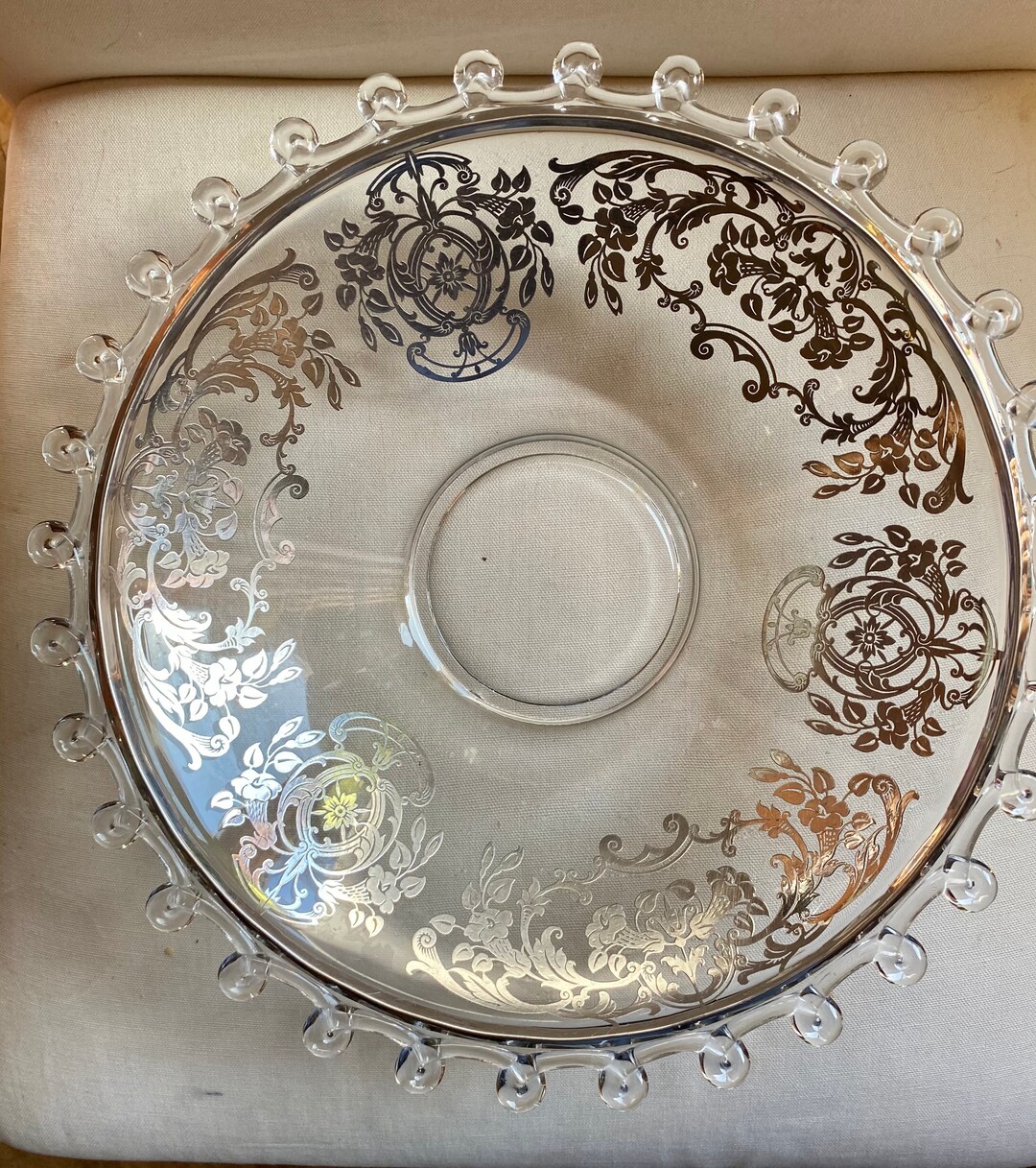 Vintage Silver Embellished Glass Bowl - Etsy