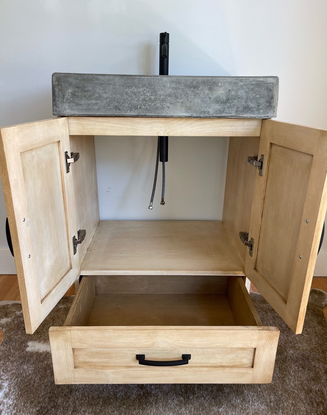 Concrete Bathroom 24” Vanity , Concrete Sink , Bathroom Vanities , Wood ...