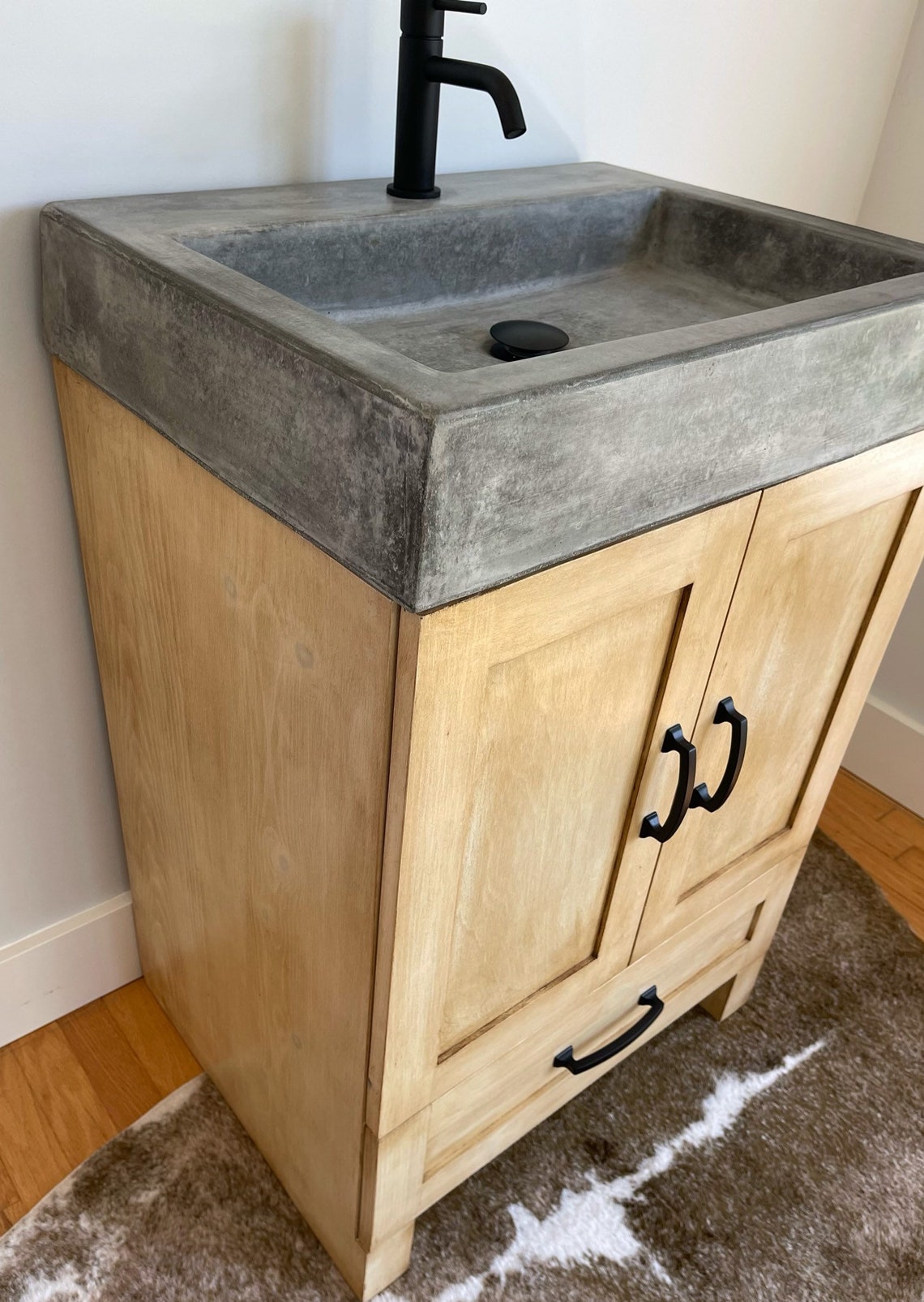 Concrete Bathroom 24” Vanity , Concrete Sink , Bathroom Vanities , Wood ...