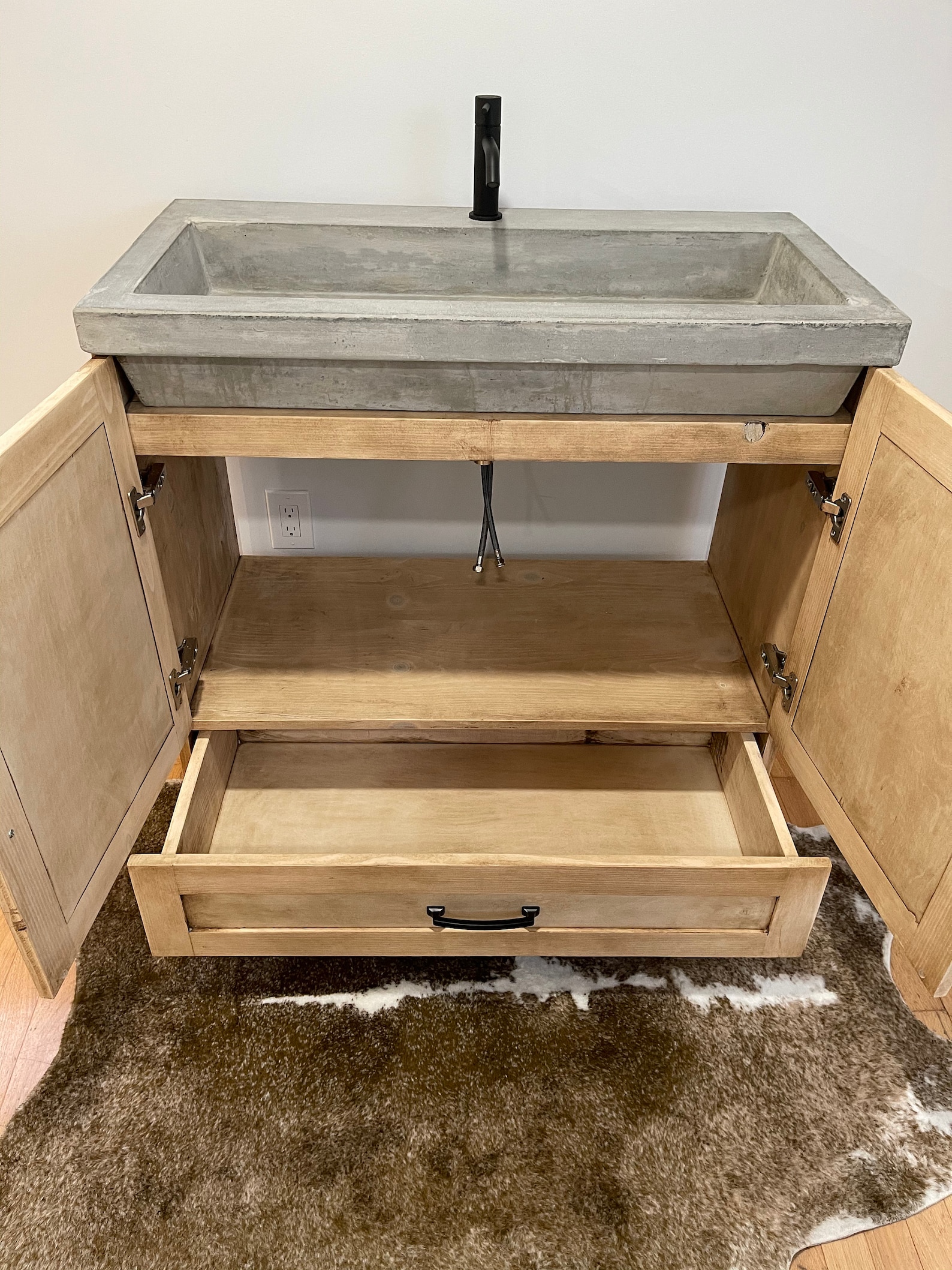 Concrete Bathroom 36” Vanity , Concrete Sink , Bathroom Vanities , Wood ...
