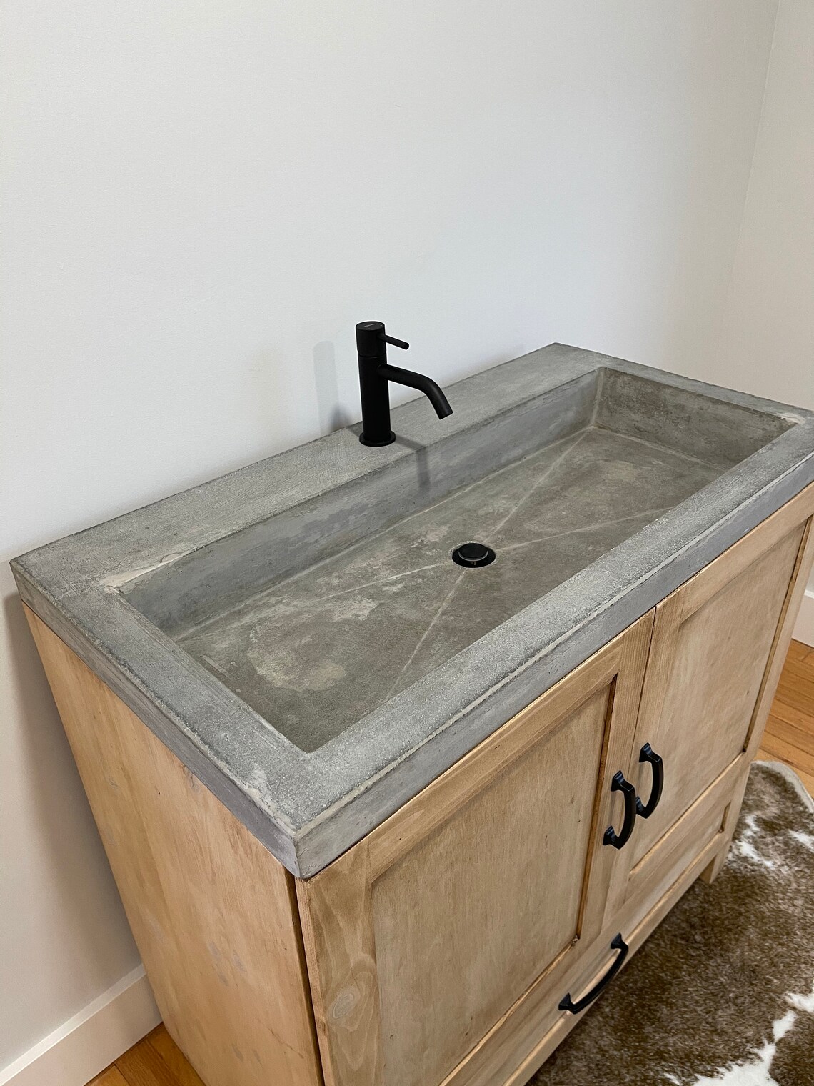 Concrete Bathroom 36” Vanity , Concrete Sink , Bathroom Vanities , Wood ...