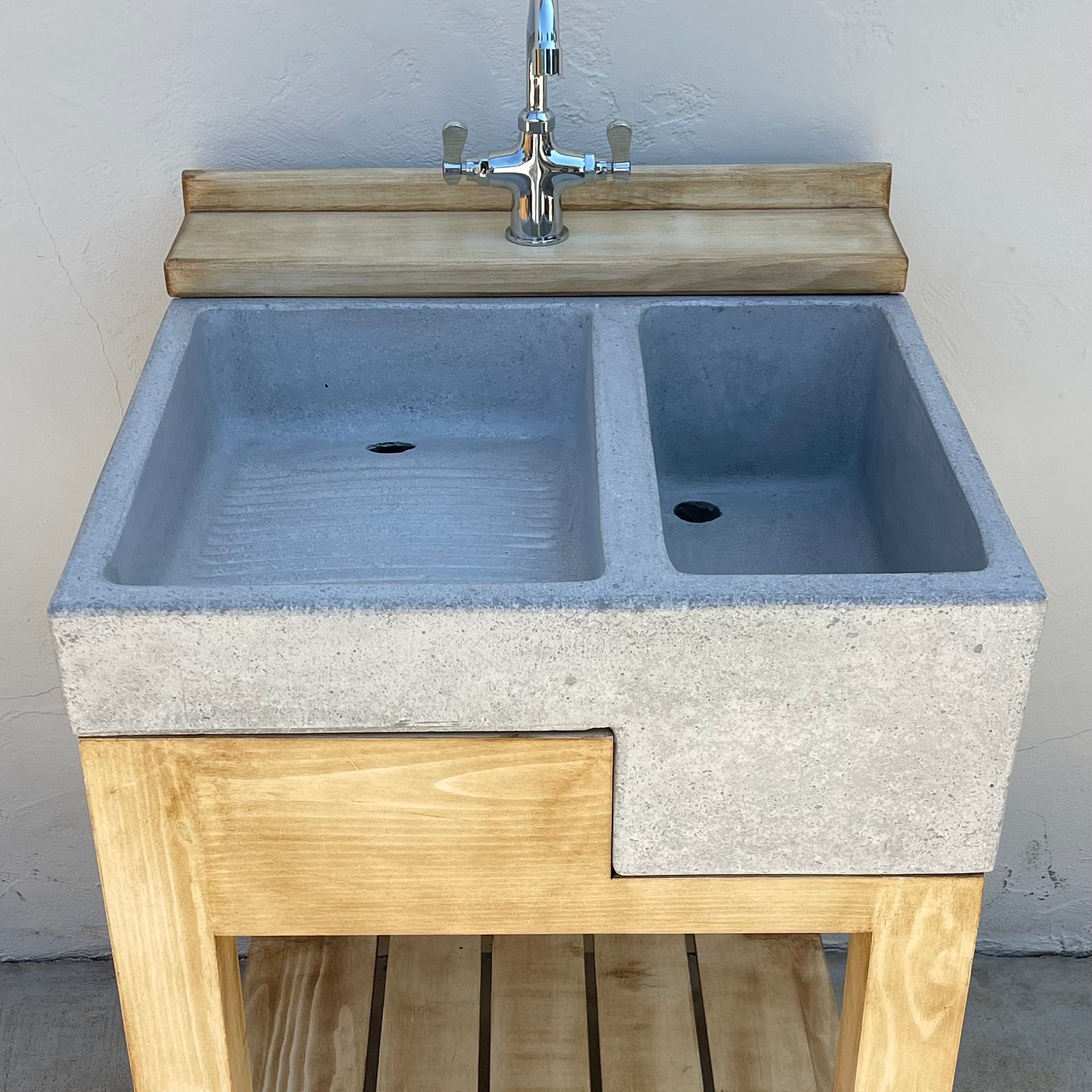 Washboard Utility Sink- Concrete Blend Laundry Room Washbasin ...