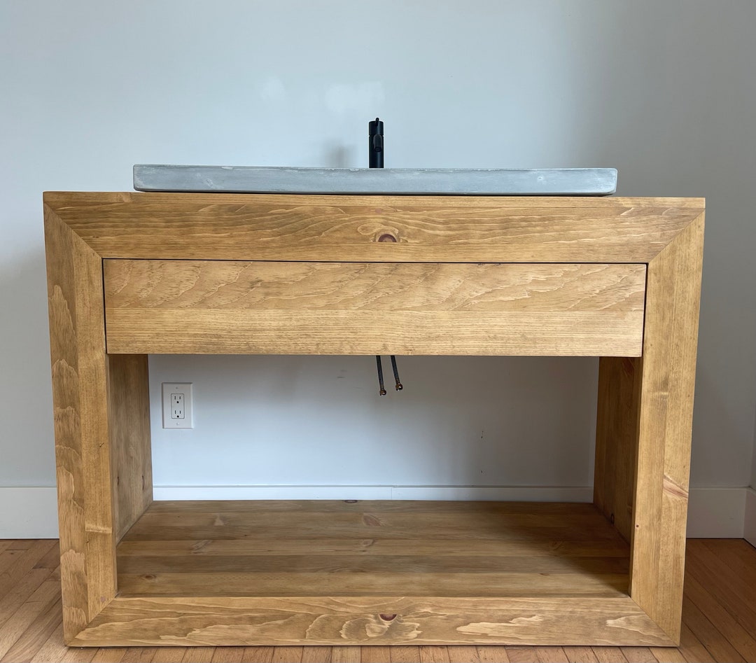 Concrete Bathroom 48” Vanity , Concrete Sink , Bathroom Vanities , Wood ...