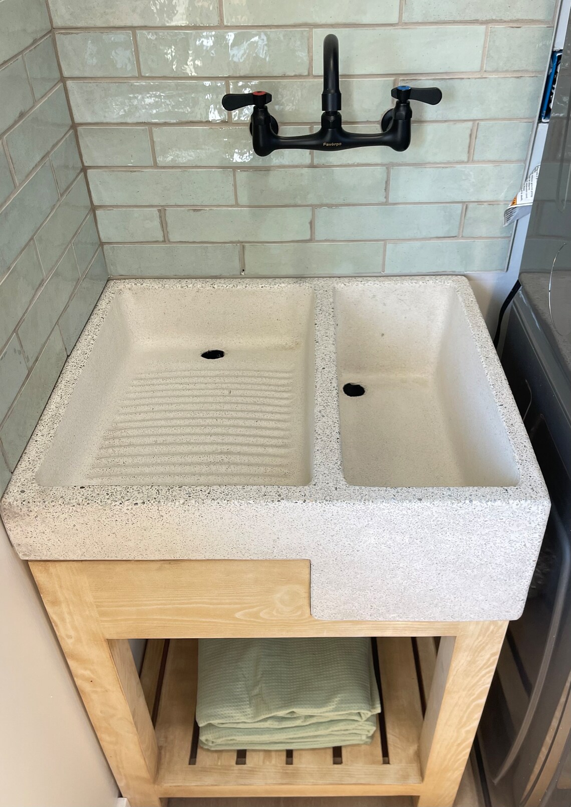 Washboard Utility Sink Concrete Blend Laundry Room Washbasin ...