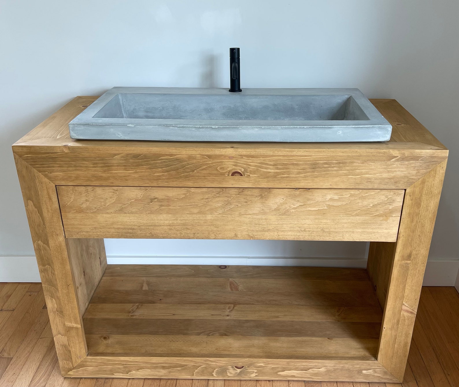 Concrete Bathroom 48” Vanity , Concrete Sink , Bathroom Vanities , Wood ...