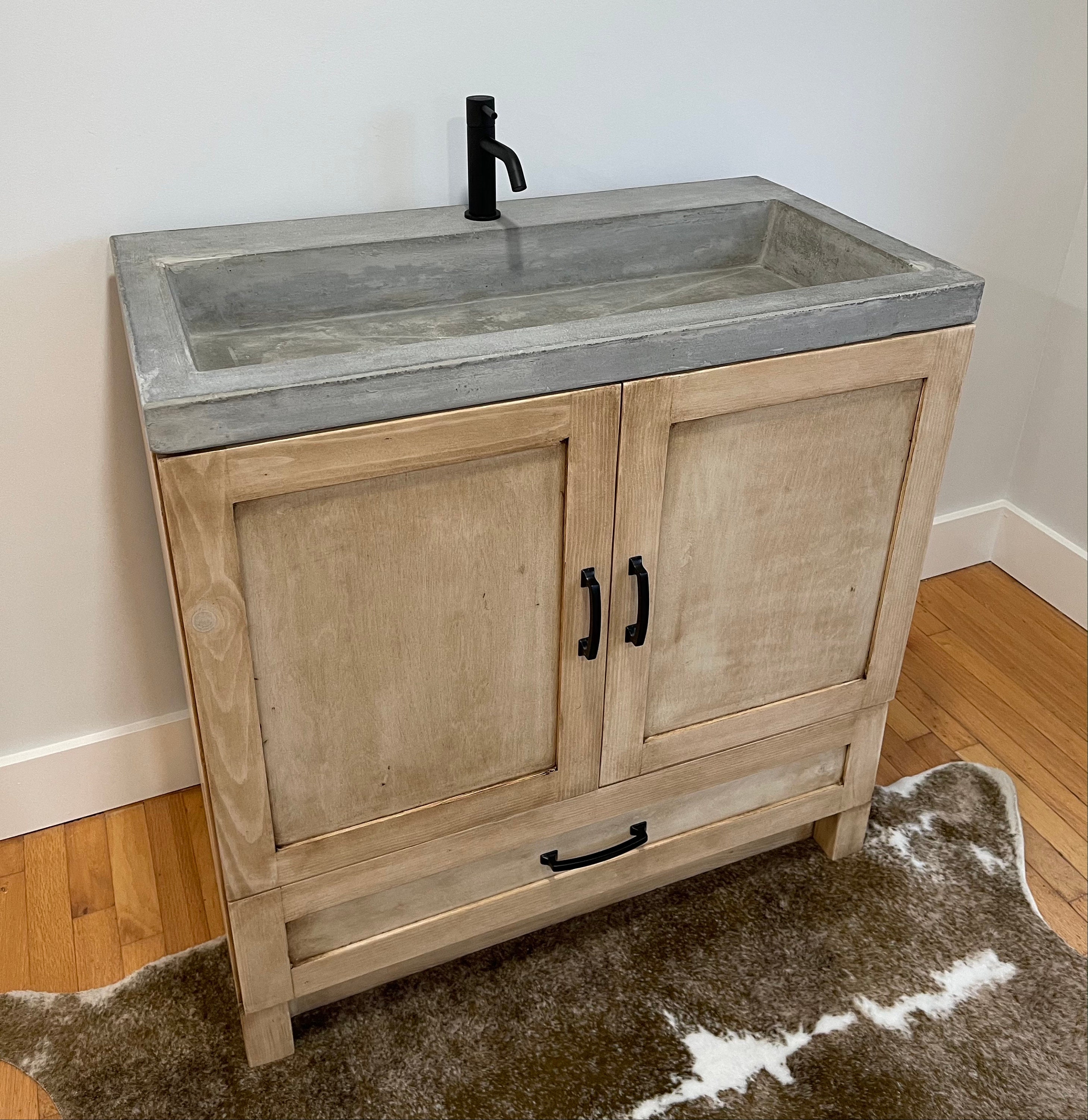 Concrete Bathroom 36” Vanity , Concrete Sink , Bathroom Vanities , Wood ...