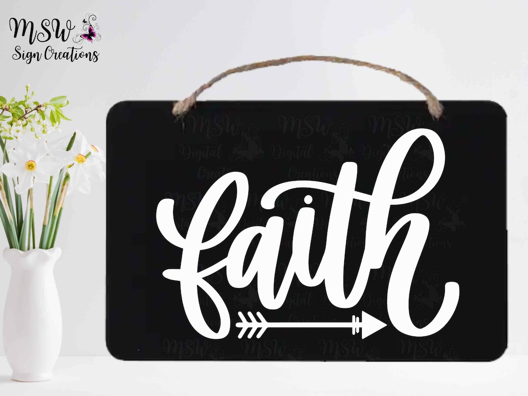 Small Faith Chalkboard Sign | Inspirational Quote Decor | Rustic Wall ...
