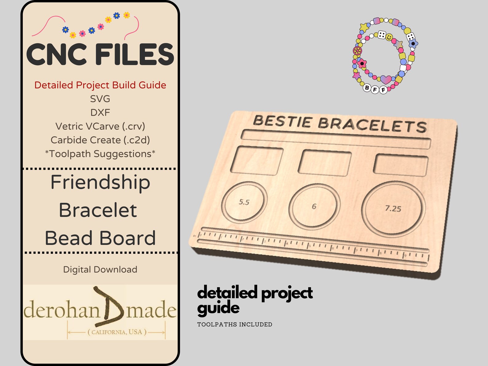 CNC Files Project Guide Friendship Bracelet Bead Board SVG, DXF, Vcarve ...