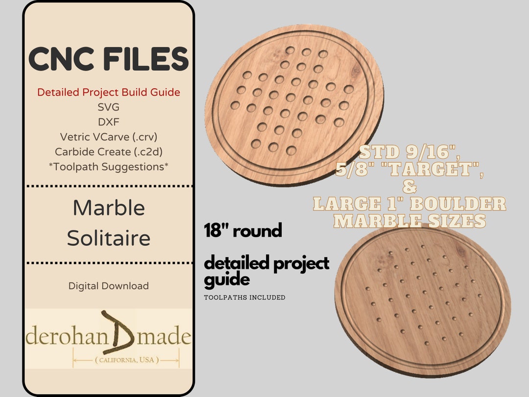 CNC Files - 18" Marble Solitaire Game Board - Detailed Build File ...