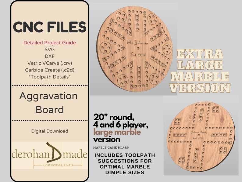 CNC Files Project Guide LARGE 1 INCH Marble Aggravation - Etsy