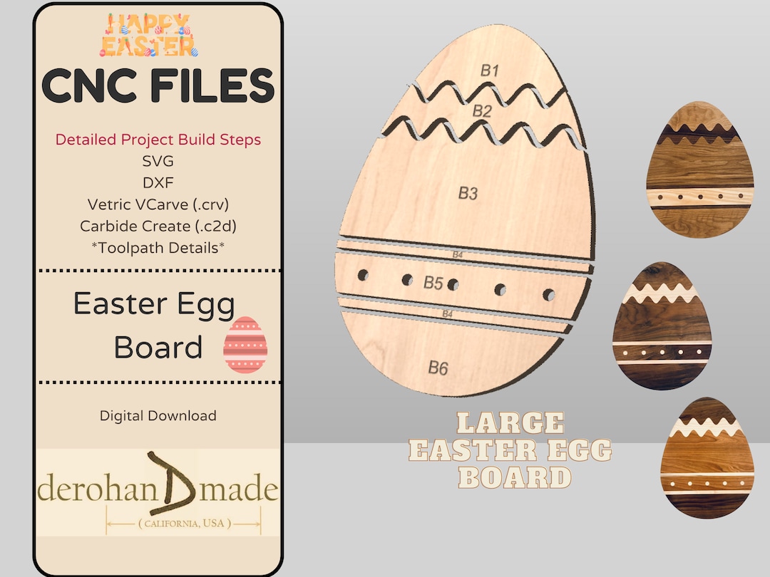 CNC Files + Project Guide - Easter Egg Board - SVG, DXF, Vetric Vcarve ...