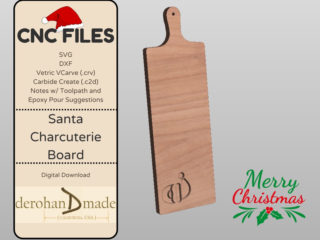CNC File - Santa Charcuterie Board (epoxy Resin Inlay) - .svg, .dxf ...
