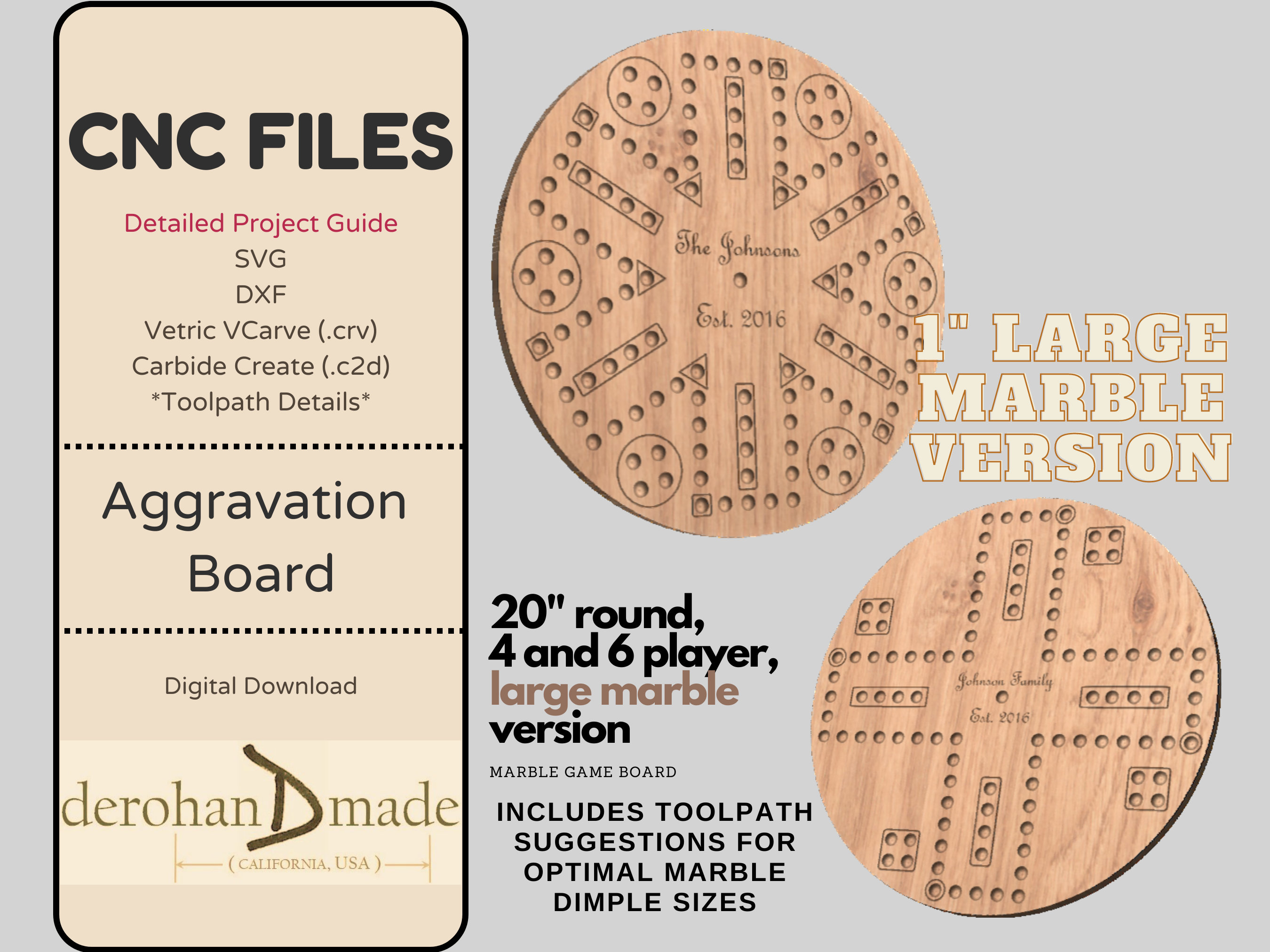 CNC Files + Project Guide - LARGE (1 INCH) Marble Aggravation / Wahoo ...