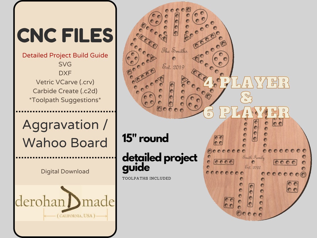CNC Files + Project Guide - Aggravation / Wahoo Game - 6 and 4 Player ...