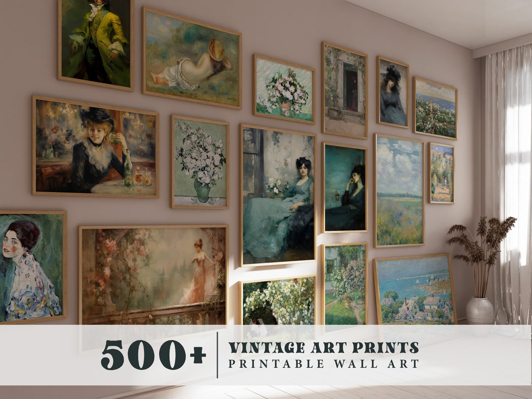 500 Vintage Bundle Set, Gallery Wall Art, Printable Wall Art, Printable ...