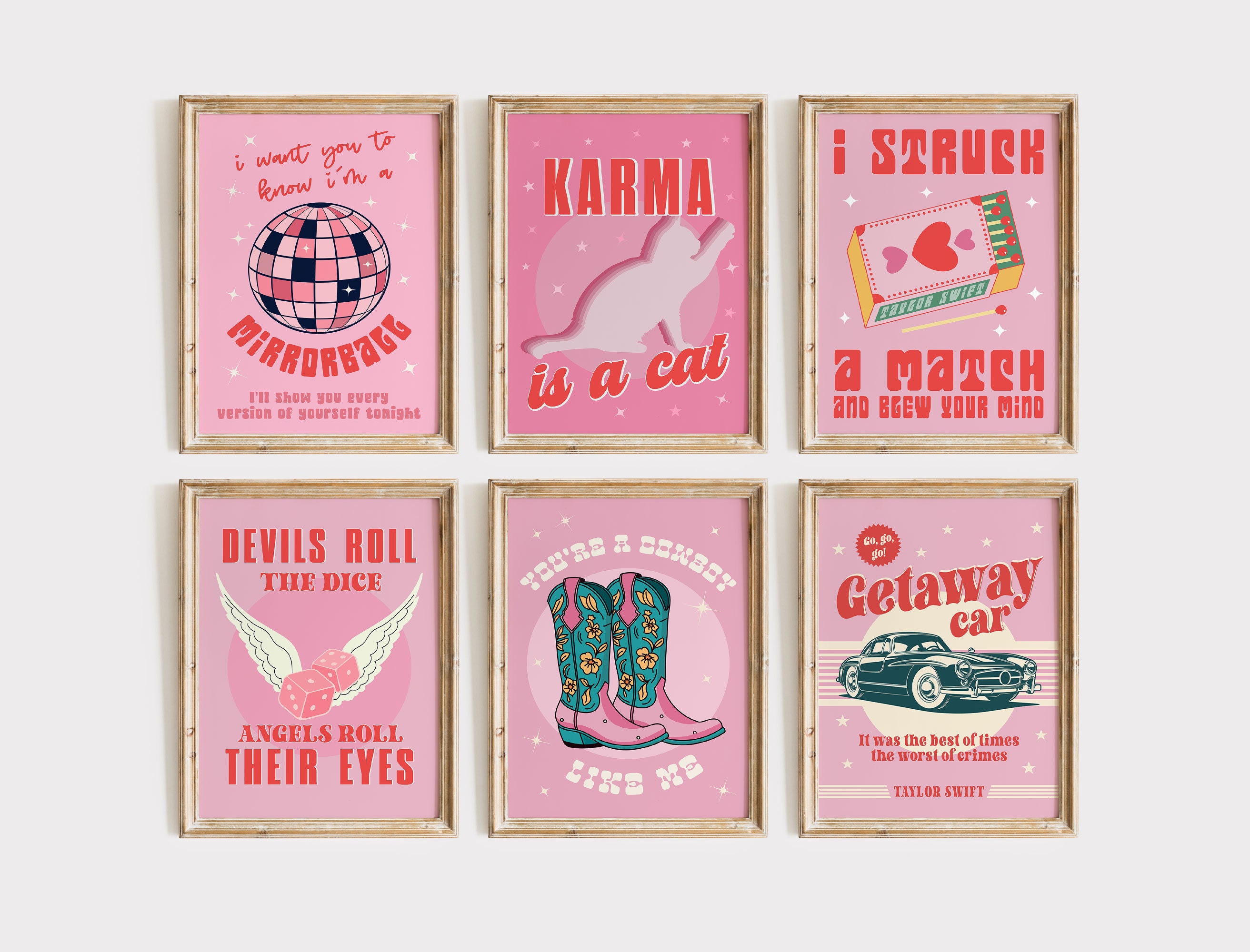 Taylor Swift Bundle Poster Set Getaway Car Mirrorball - Etsy