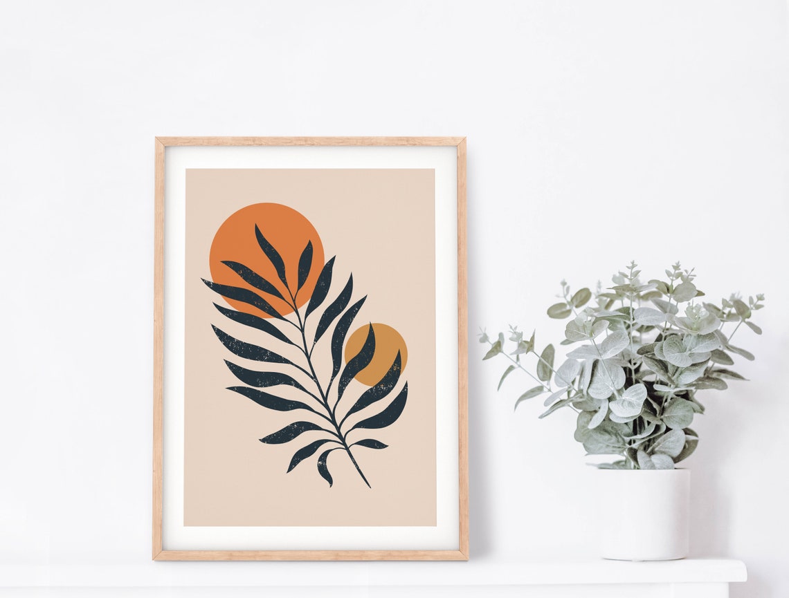 Abstract Leaf Print Boho Wall Art Landscape Print salon - Etsy France