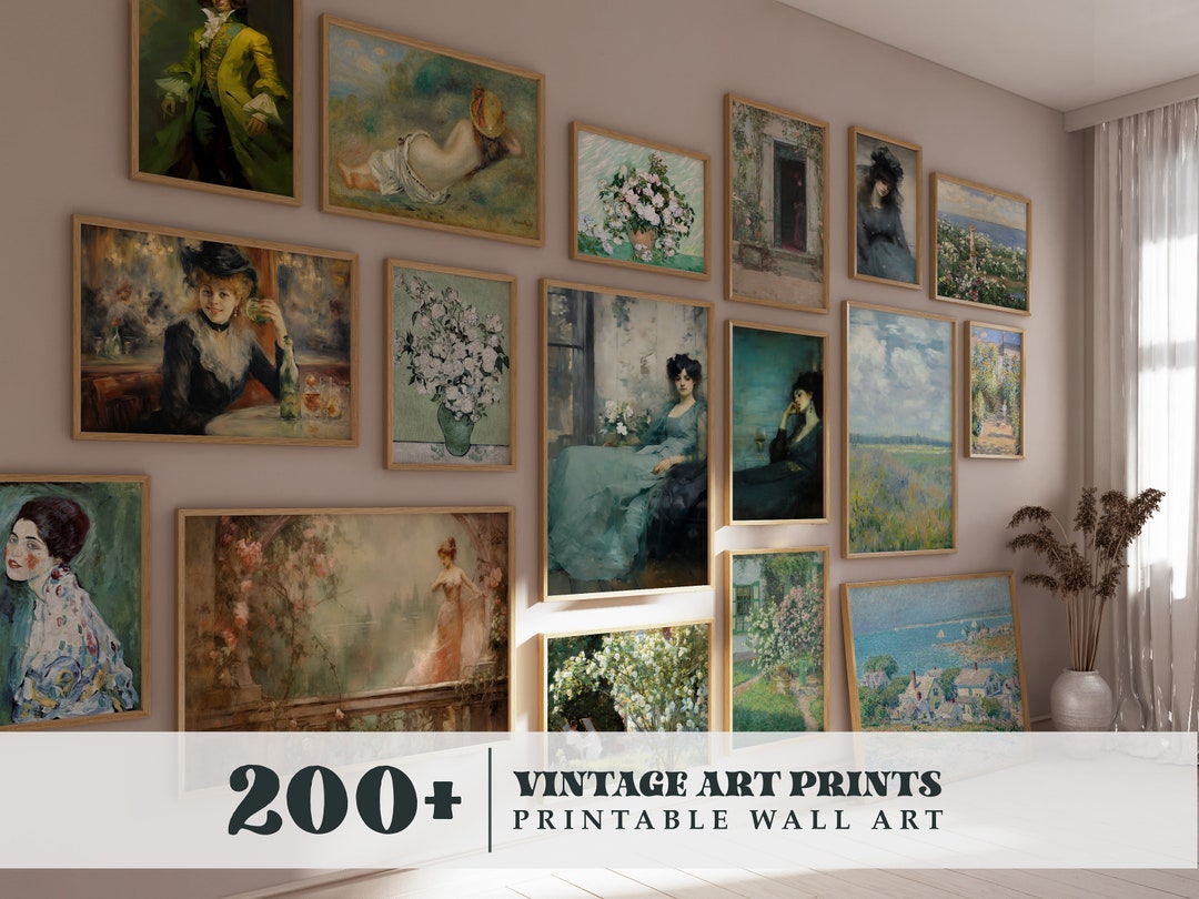 200 Vintage Downloadable Prints, Gallery Wall Art, Large Printable ...