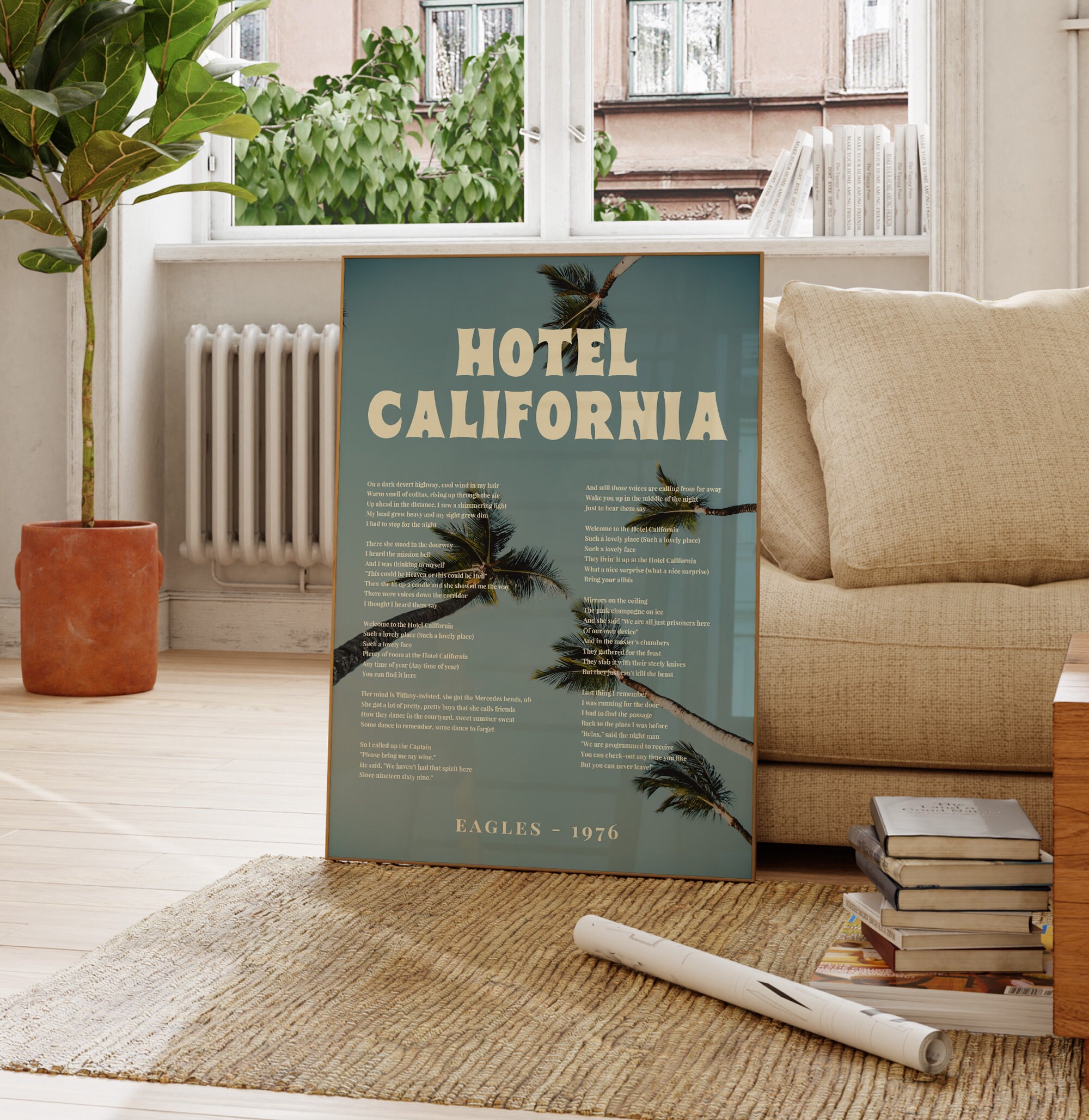 Hotel California Music Poster, Eagles Fan Art, Song Lyrics sold by ...