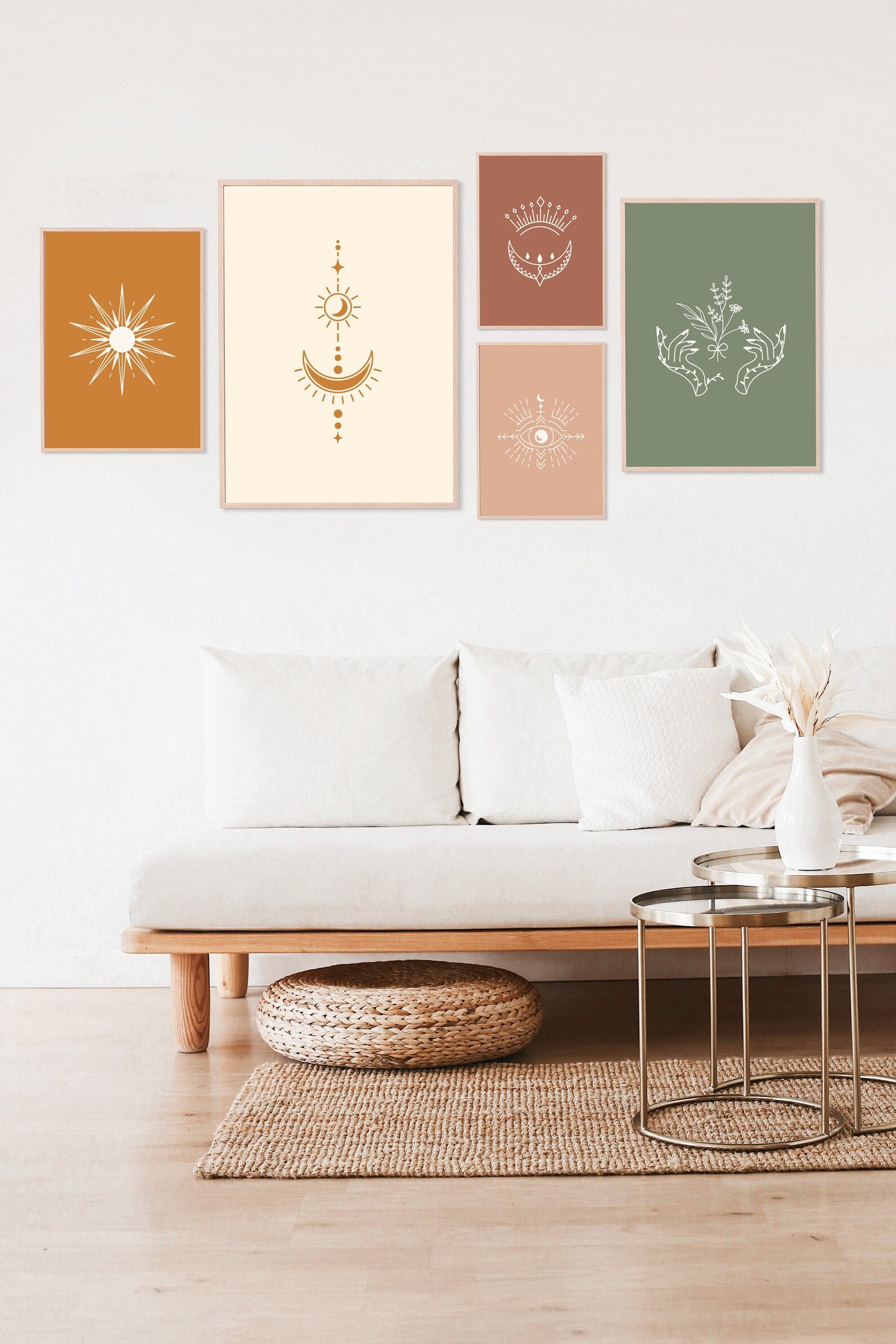 Ensemble de 5 boho Celestial Wall Art Downloadable Prints - Etsy France