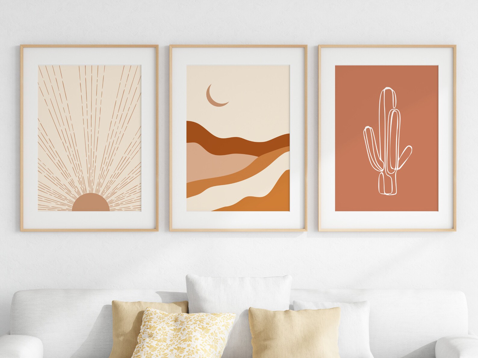 Bohemian Set of 3 Prints Abstract Line Art Boho Sun Print - Etsy
