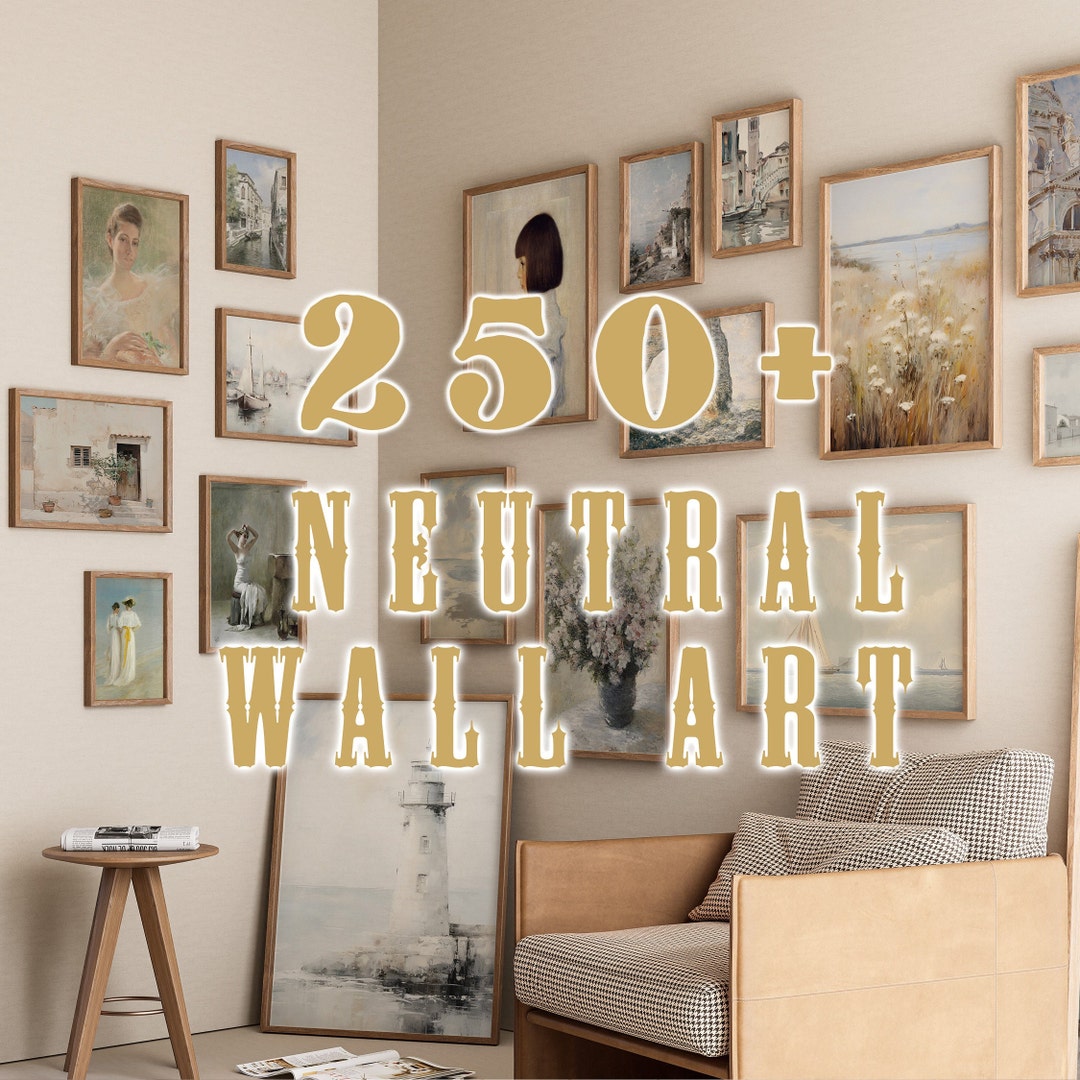 250 Vintage Gallery Wall Bundle Posters, Neutral Gallery Wall Art ...