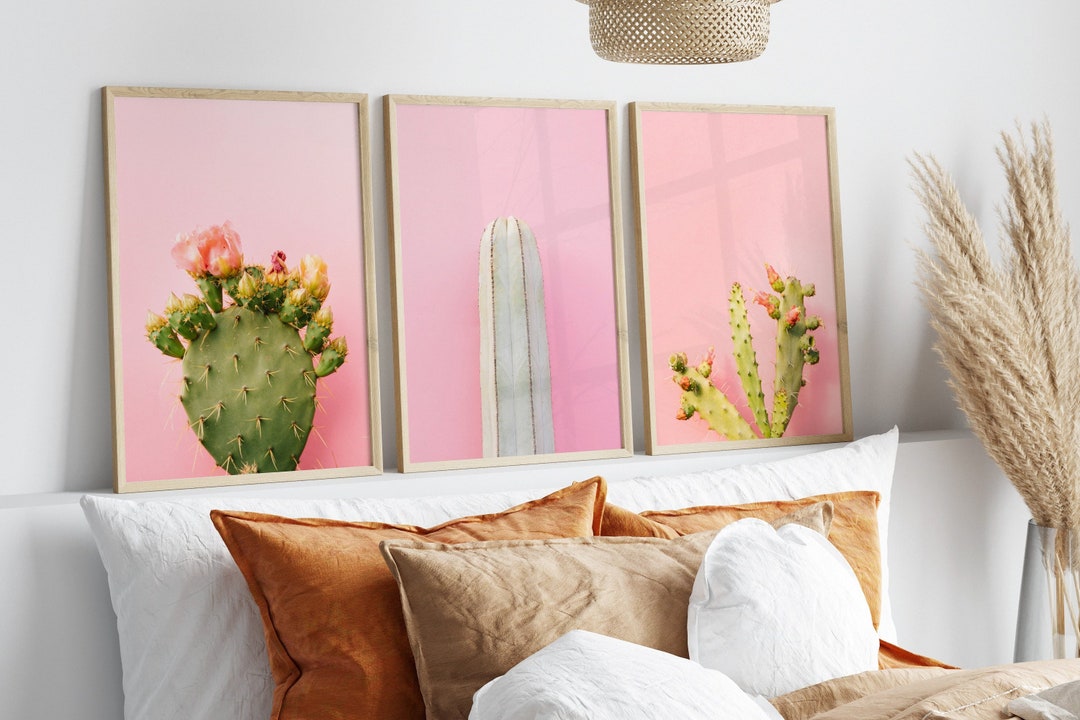 Pink Set of 3 Cactus Posters, Digital Download, Colorful Wall Art ...