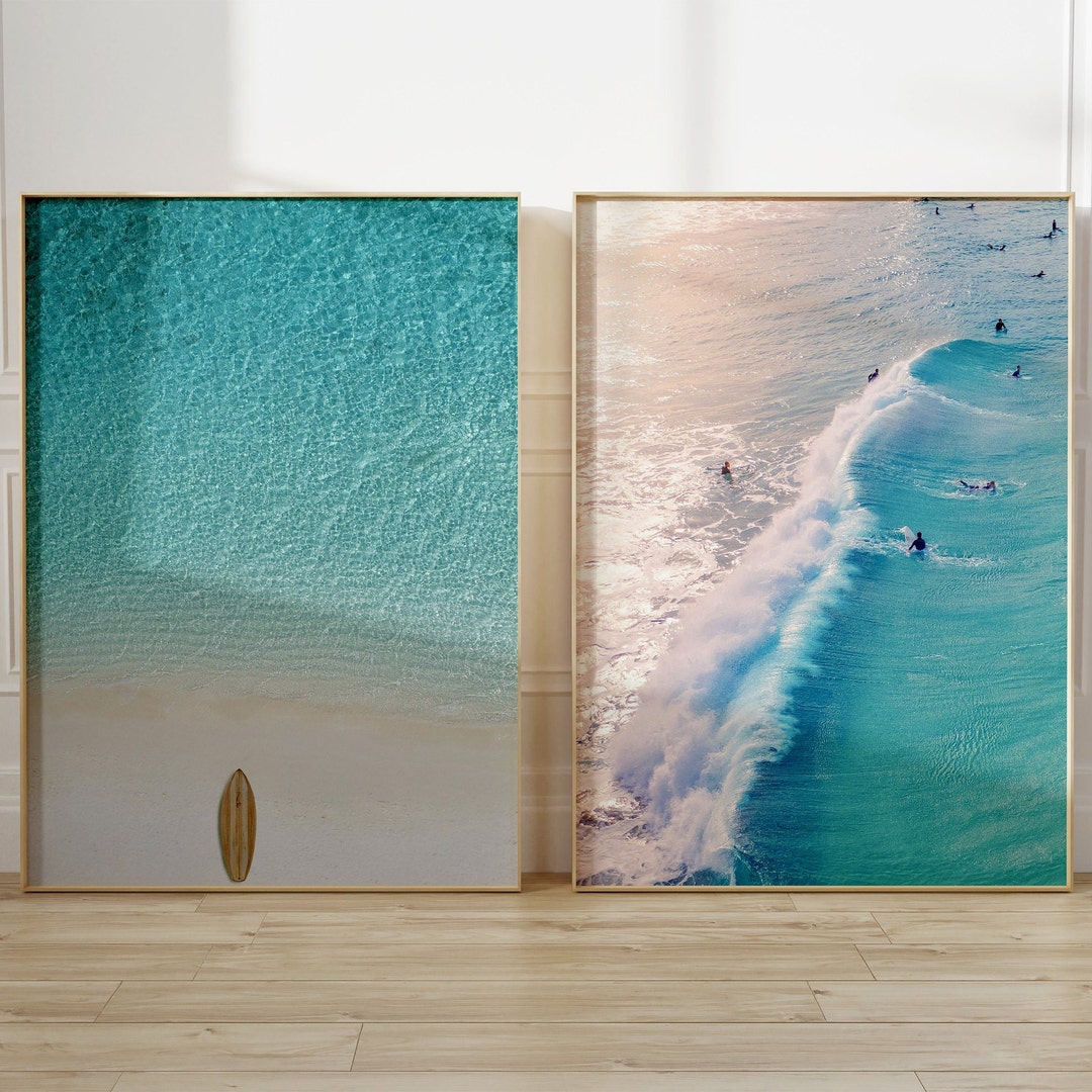 Set of 2 Ocean Surfer Prints, Surfing Posters, Minimalist Beach Art ...