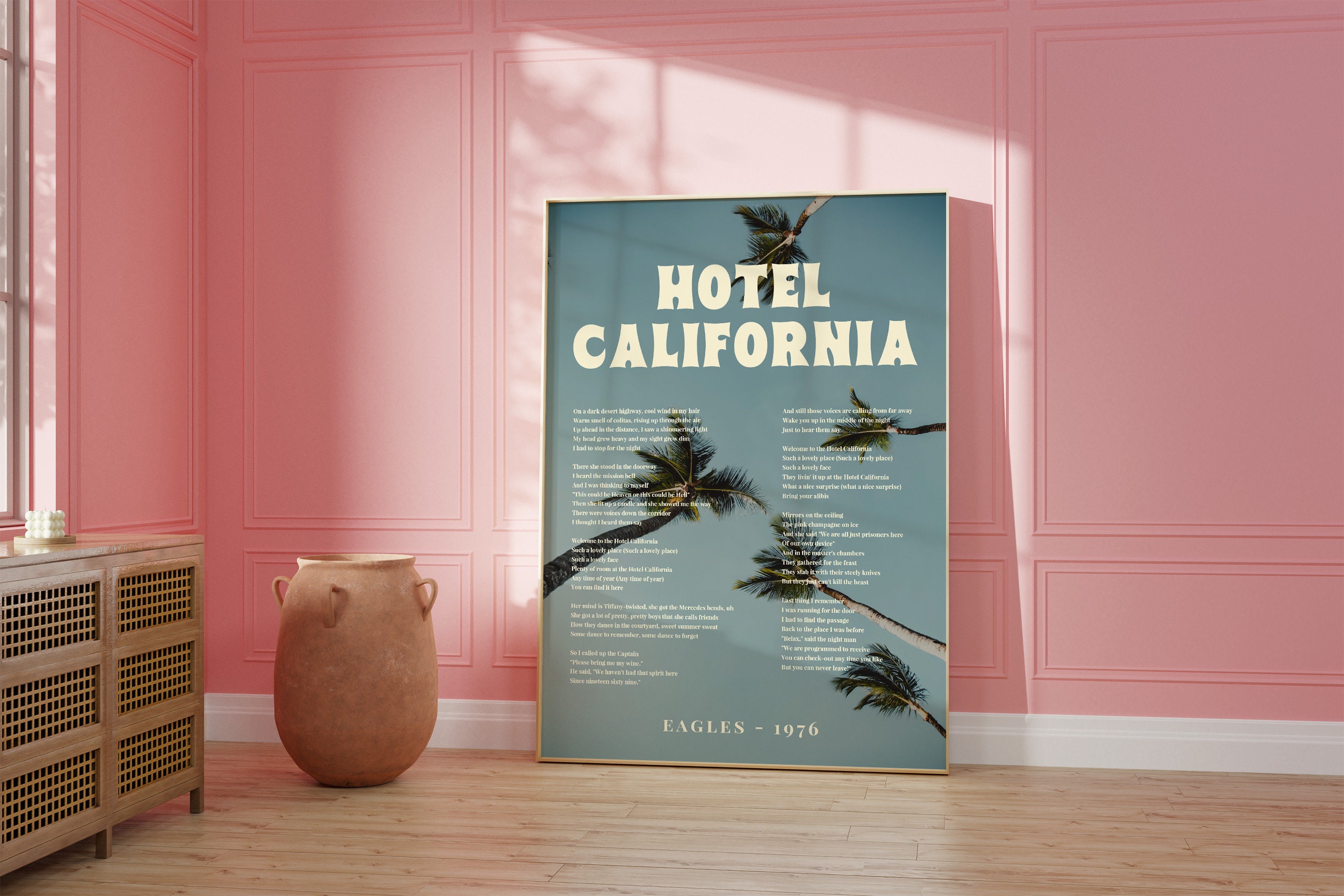 Hotel California Music Poster, Eagles Fan Art, Song Lyrics sold by ...