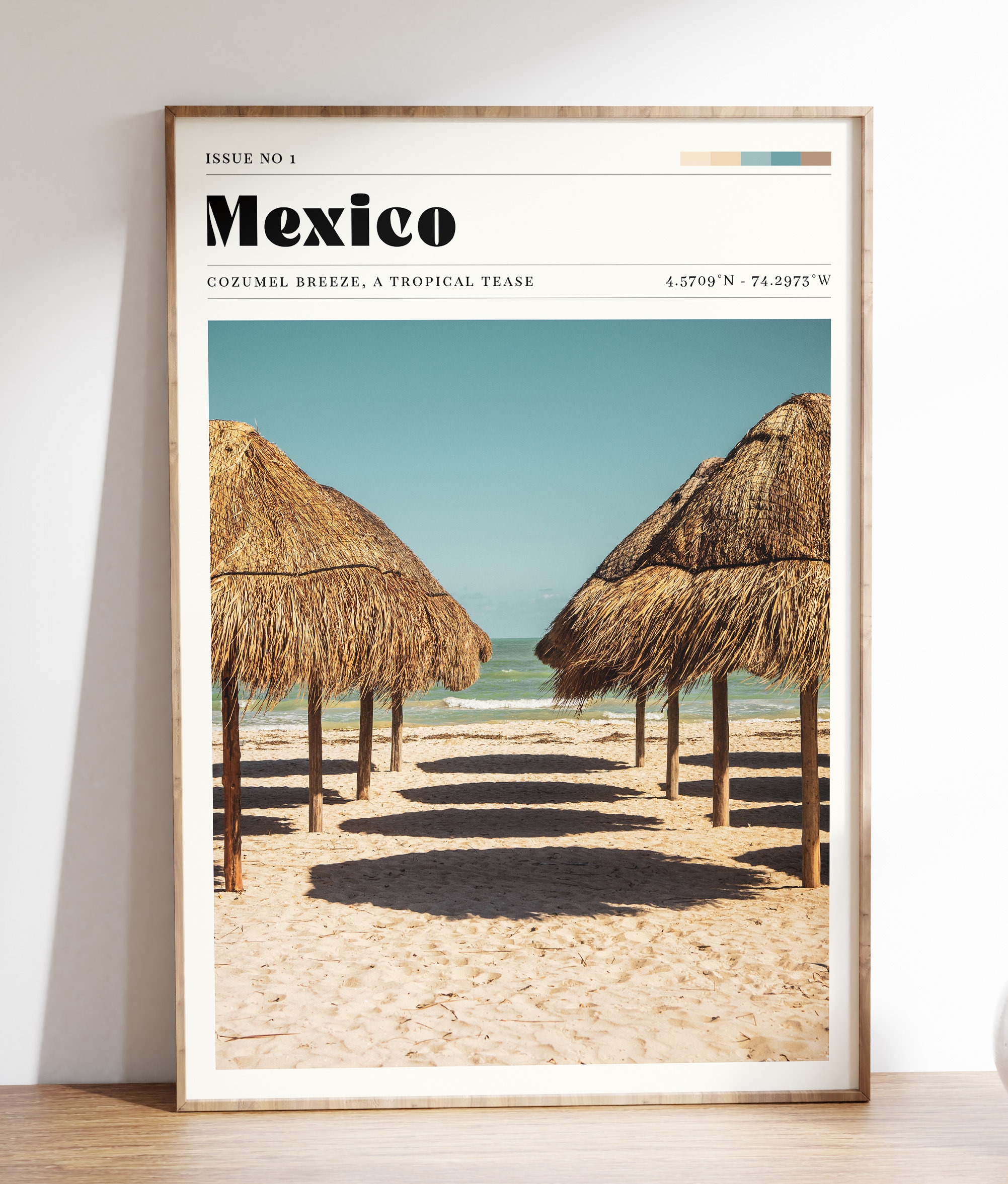 Mexico Travel Poster, Tranquil Wall Art, Beach Tropical Vibes, Central ...