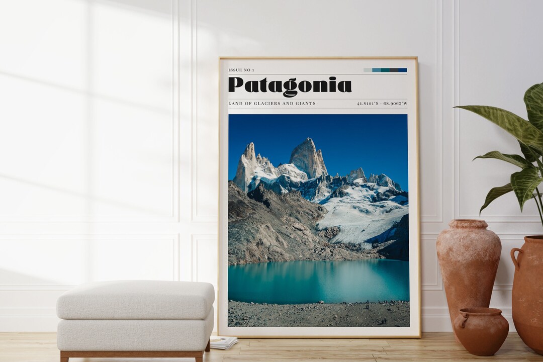 Patagonia Mountain Print, Travel Poster, Vintage Photograph, Nature ...