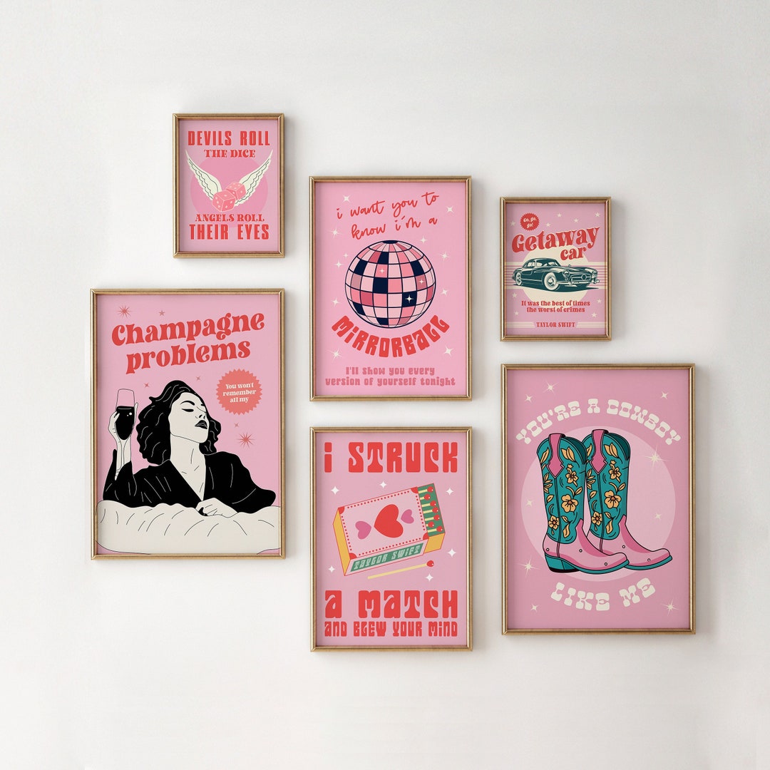 Taylor Swift Bundle Poster Set of 6, Getaway Car, Mirrorball, Cowboy ...