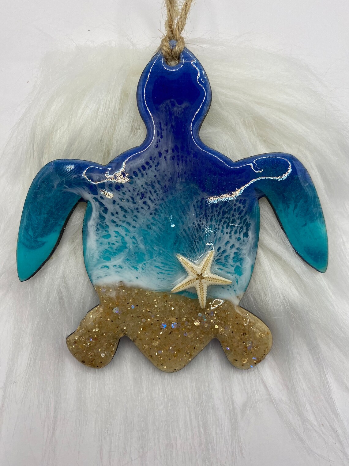 Handmade Coastal Decor Resin SEA TURTLE Ornament - Etsy