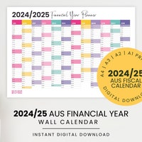 2024-2025 Academic Year Wall Calendar UK Rainbow Printable Year Planner ...