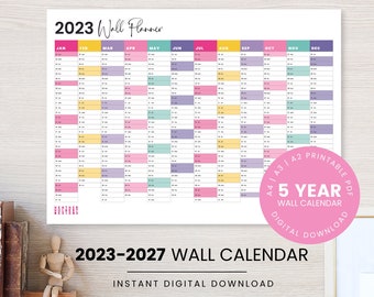 2024-2025 Academic Year Wall Calendar UK | Rainbow Printable Year ...