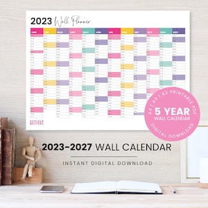 2023-2027 Wall Calendar 5 YEAR PLANNER Printable Year Planner Digital ...